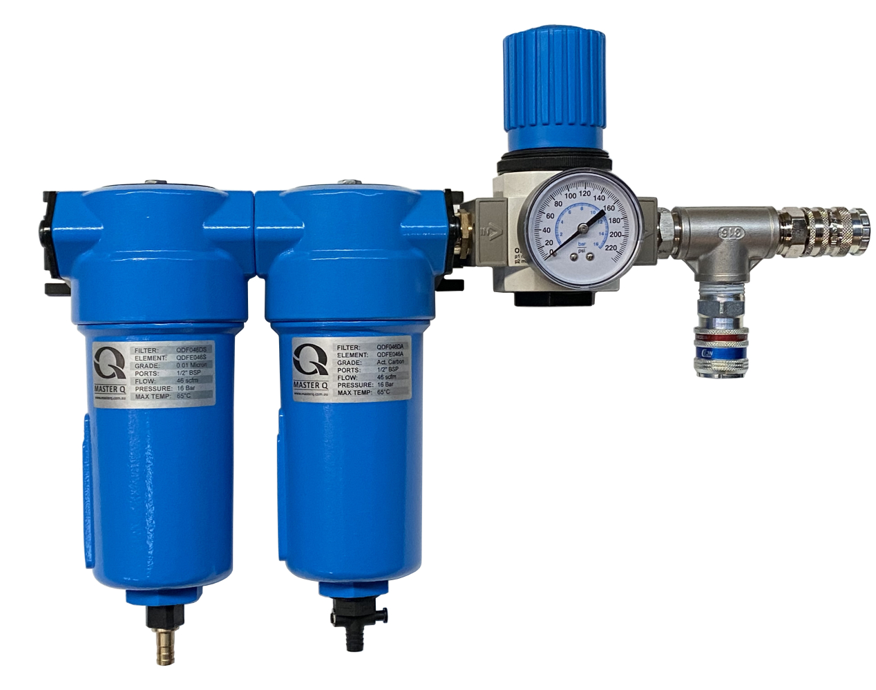 Filter set, dual, 0.01/AC, 46CFM. Inc auto drains, mounting set ...